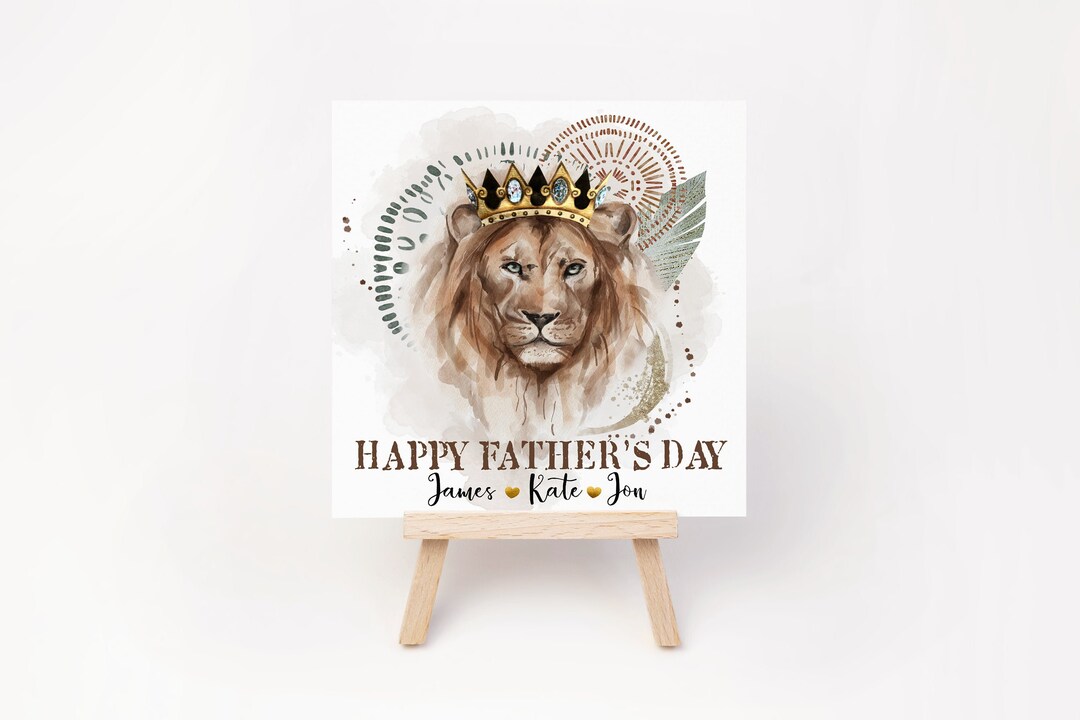 Personalised Father's Day Card, King Lion Father's Day Card for Dad ...
