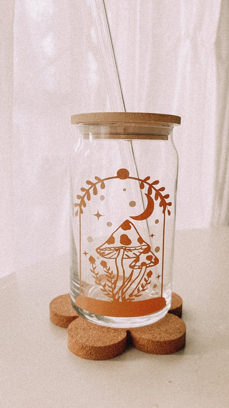 Mushroom Cottagecore Coffee Cup Glass Aesthetic Floral - Etsy