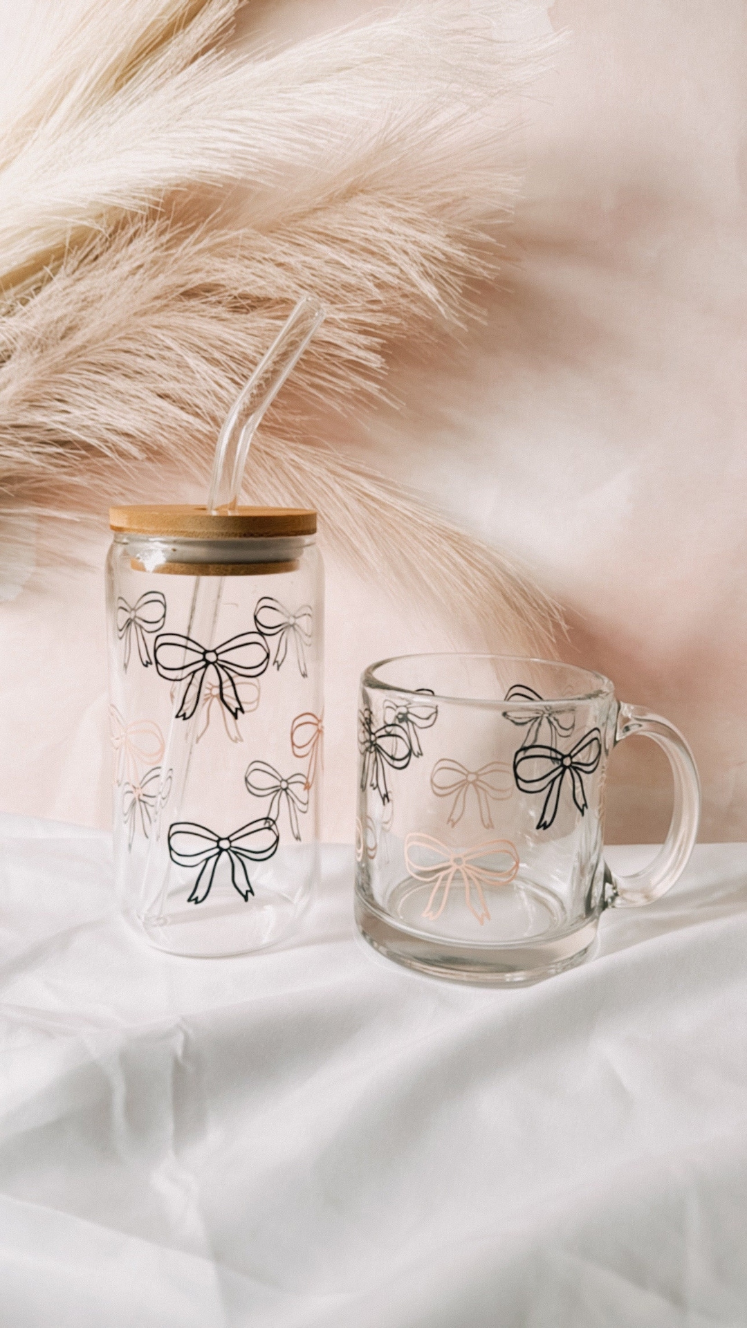 Bow Iced Coffee Cup Glass and Mug Aesthetic Coffee Cup Mug Girly ...
