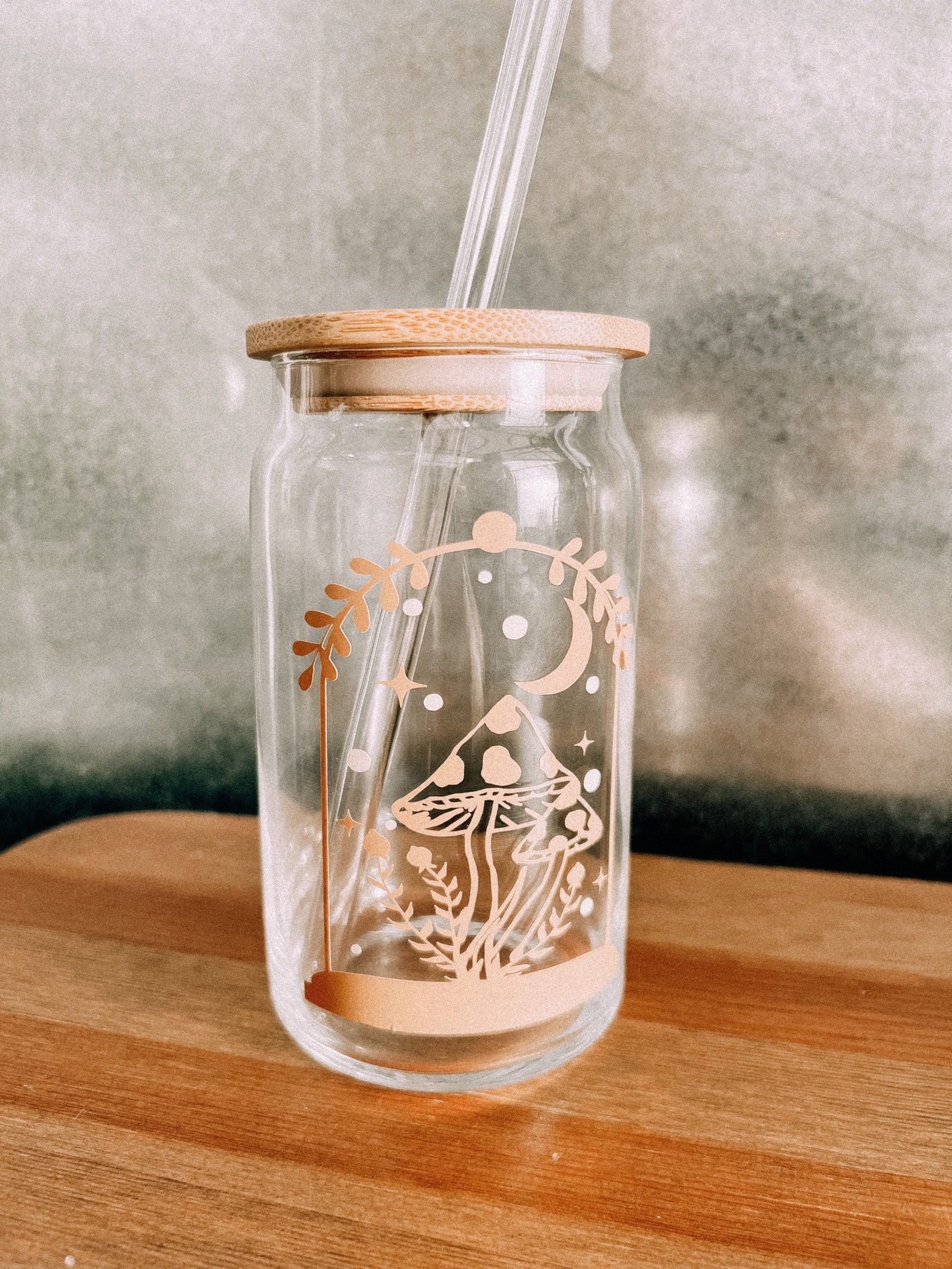 Mushroom Cottagecore Coffee Cup Glass Aesthetic Floral - Etsy