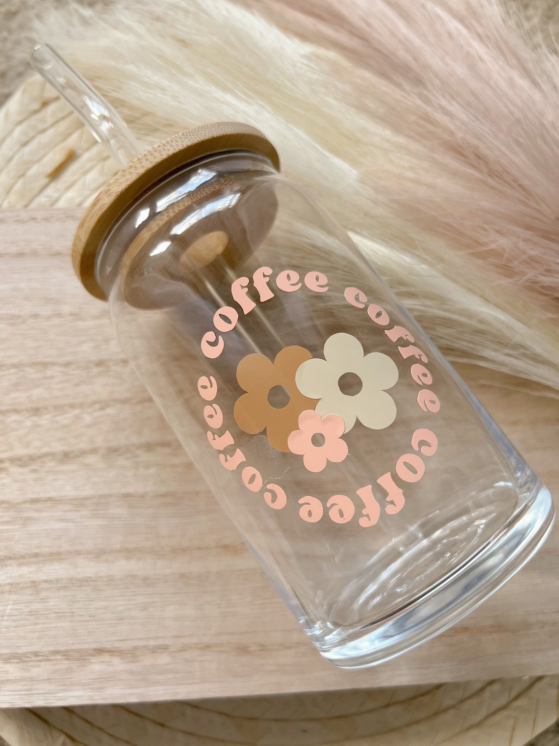 Trendy Daisy Coffee Cup Iced Glass Cup Coffee Cup Glass - Etsy