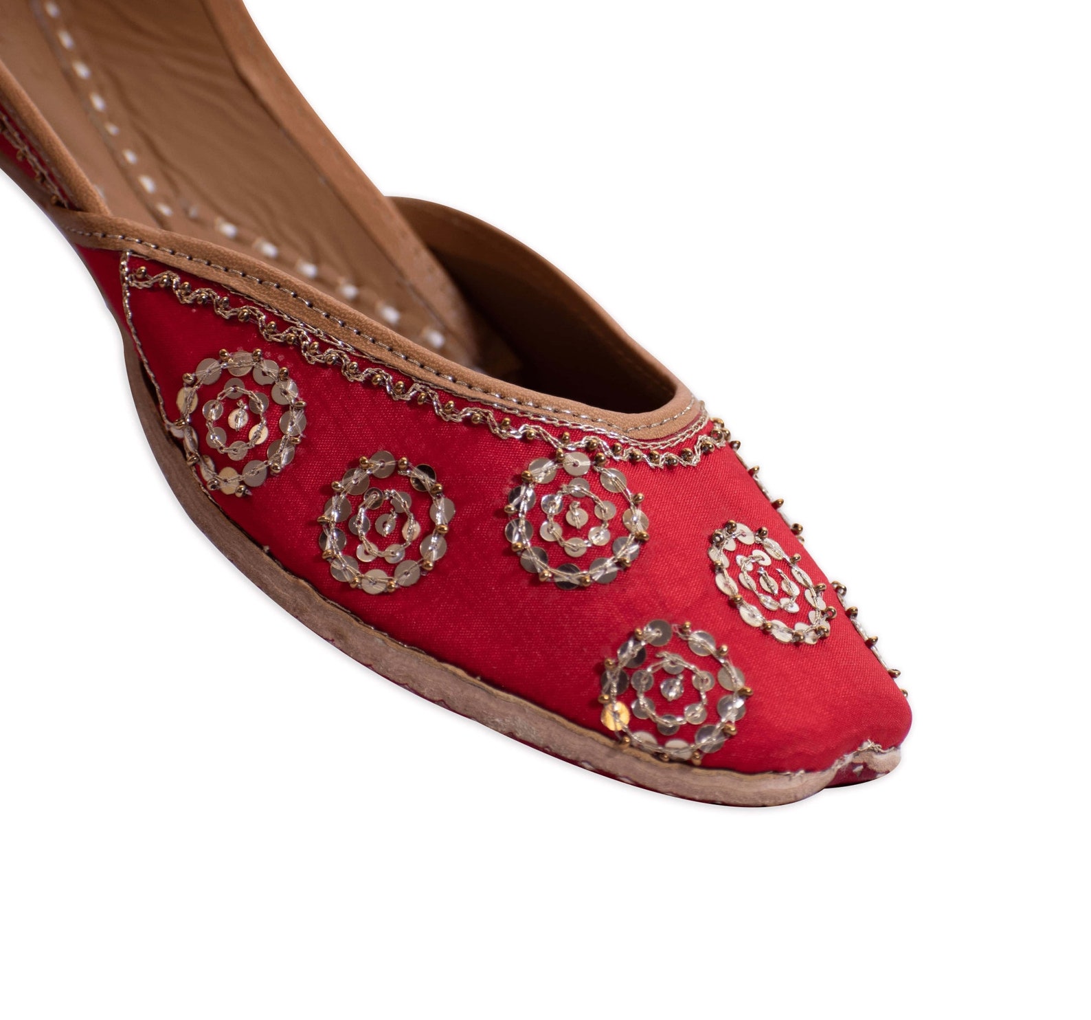 Red Ladies Designer Sequins Punjabi Jutti, Khussa, Mojari, Bridal ...
