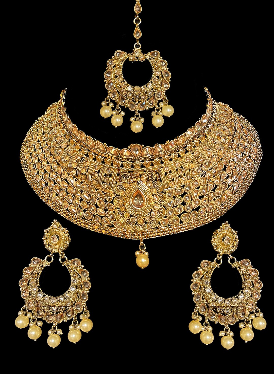 Scarla Set - Rose-gold Kundan & Pearls - Etsy