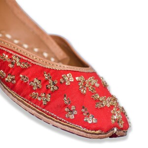 Red Punjabi Womens Jutti With Gold Embroidery, Khussa, Mojari, Bridal ...
