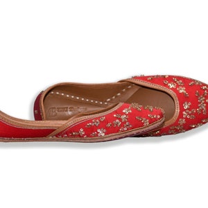 Red Punjabi Womens Jutti With Gold Embroidery, Khussa, Mojari, Bridal ...