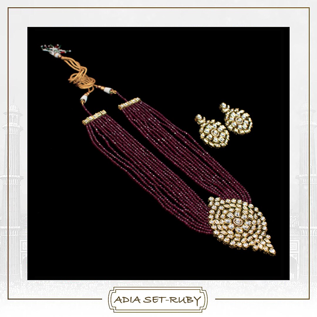Adia Ruby Set - Ruby Crystal~red Crystal Kundan~ruby Mala Necklace ...