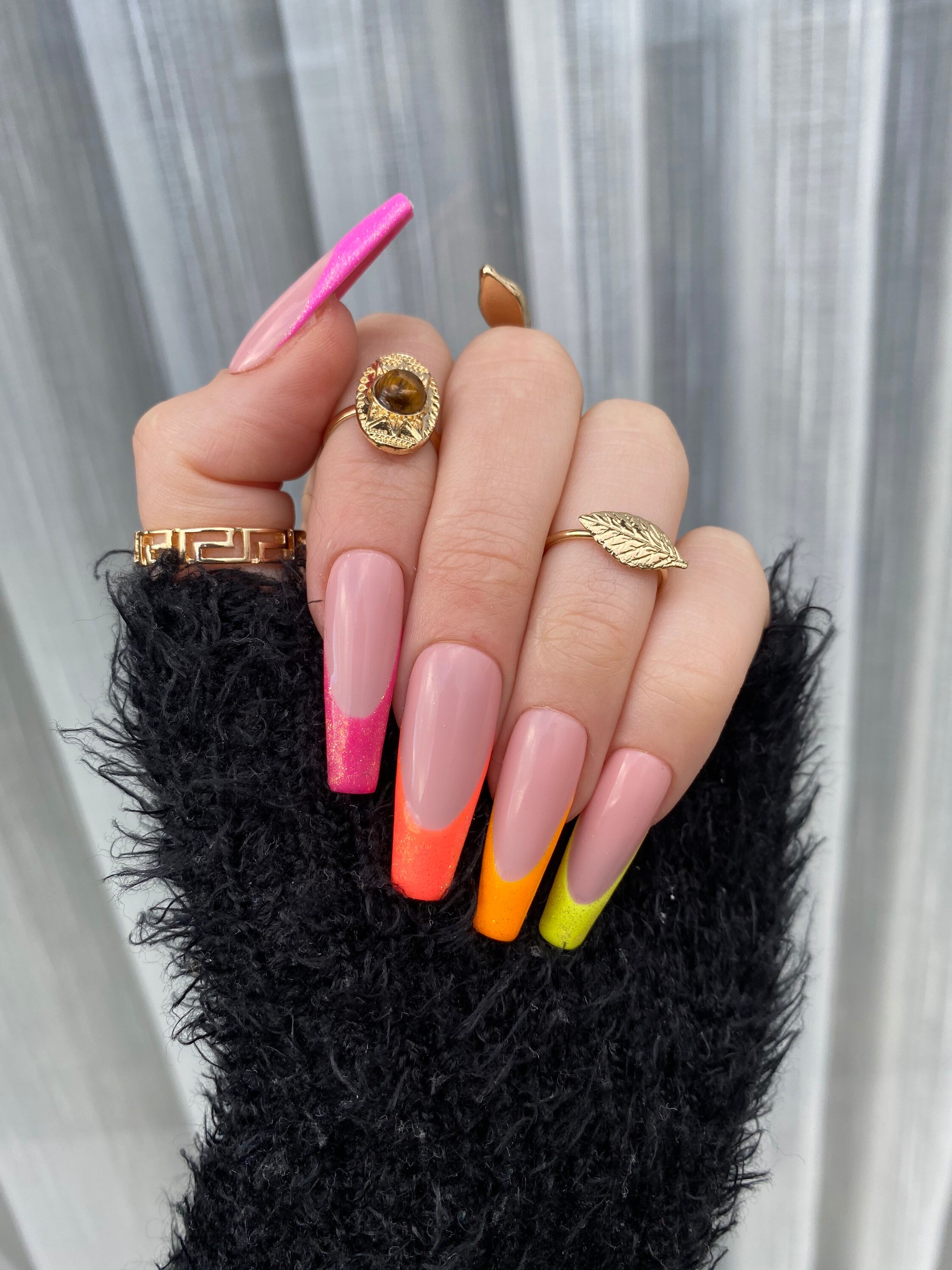 Neon Colored French Tip Nails