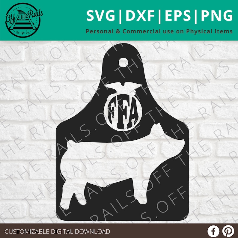 FFA Pig Eartag svg FFA Show Pig svg digital Eartag design | Etsy