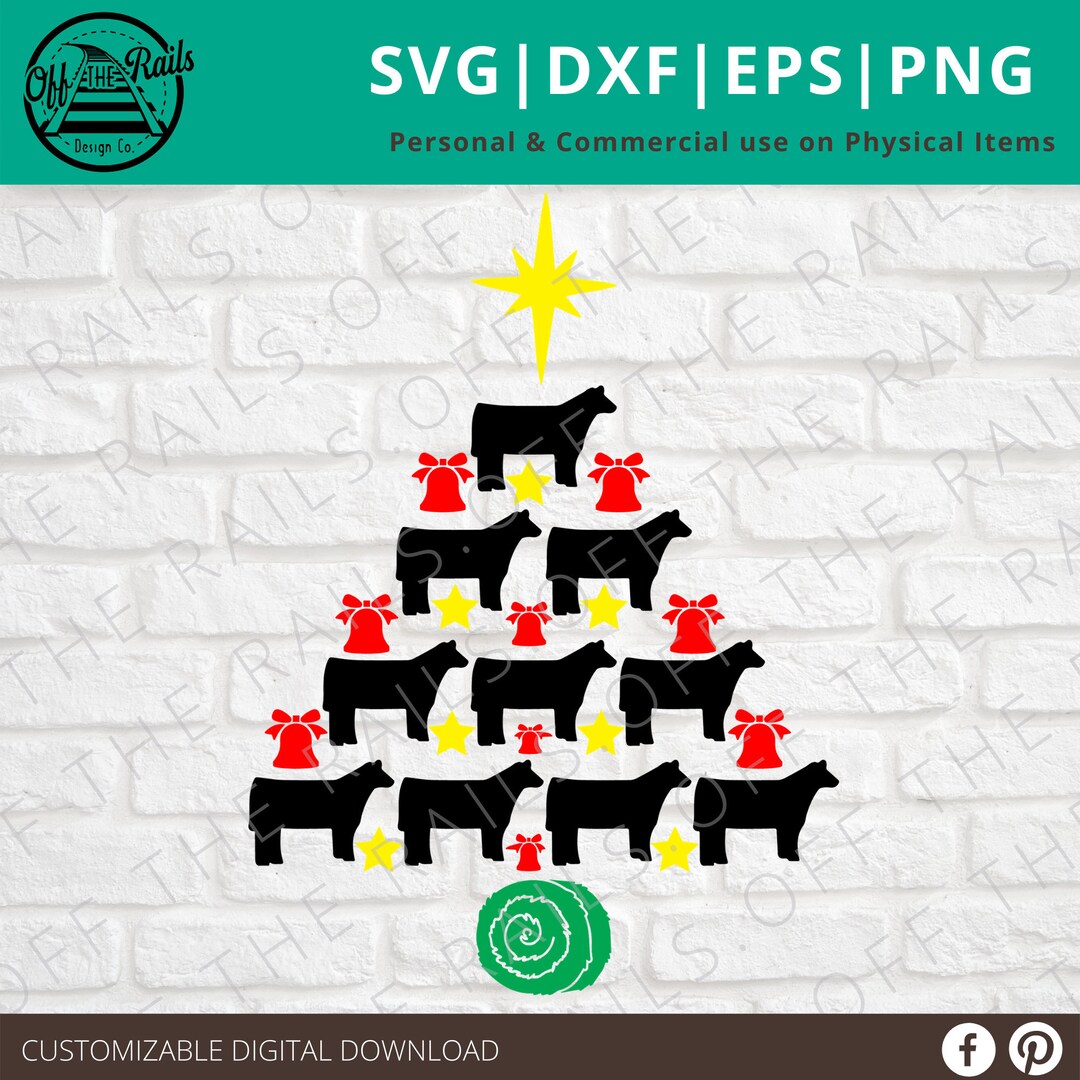 Cow Christmas Tree SVG - Cow Svg - Christmas SVG - Tree SVG - Dxf, Eps ...