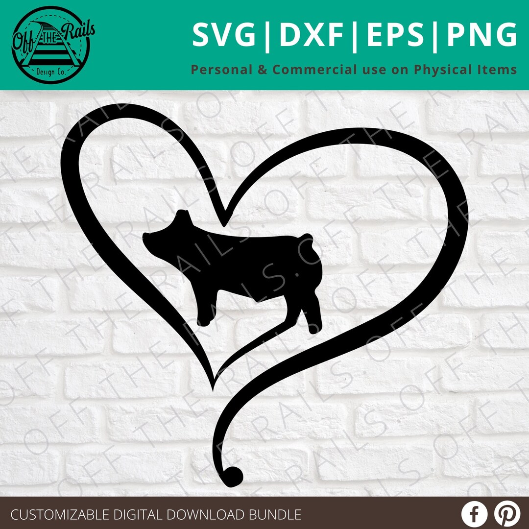 Love Pig Heart SVG: Valentine's Day Cut File (digital Download) - Etsy