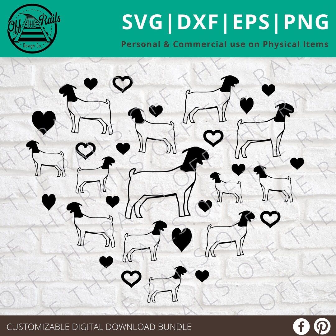 Goat Heart SVG: Valentines Boer Goat, Cricut Silhouette (digital ...