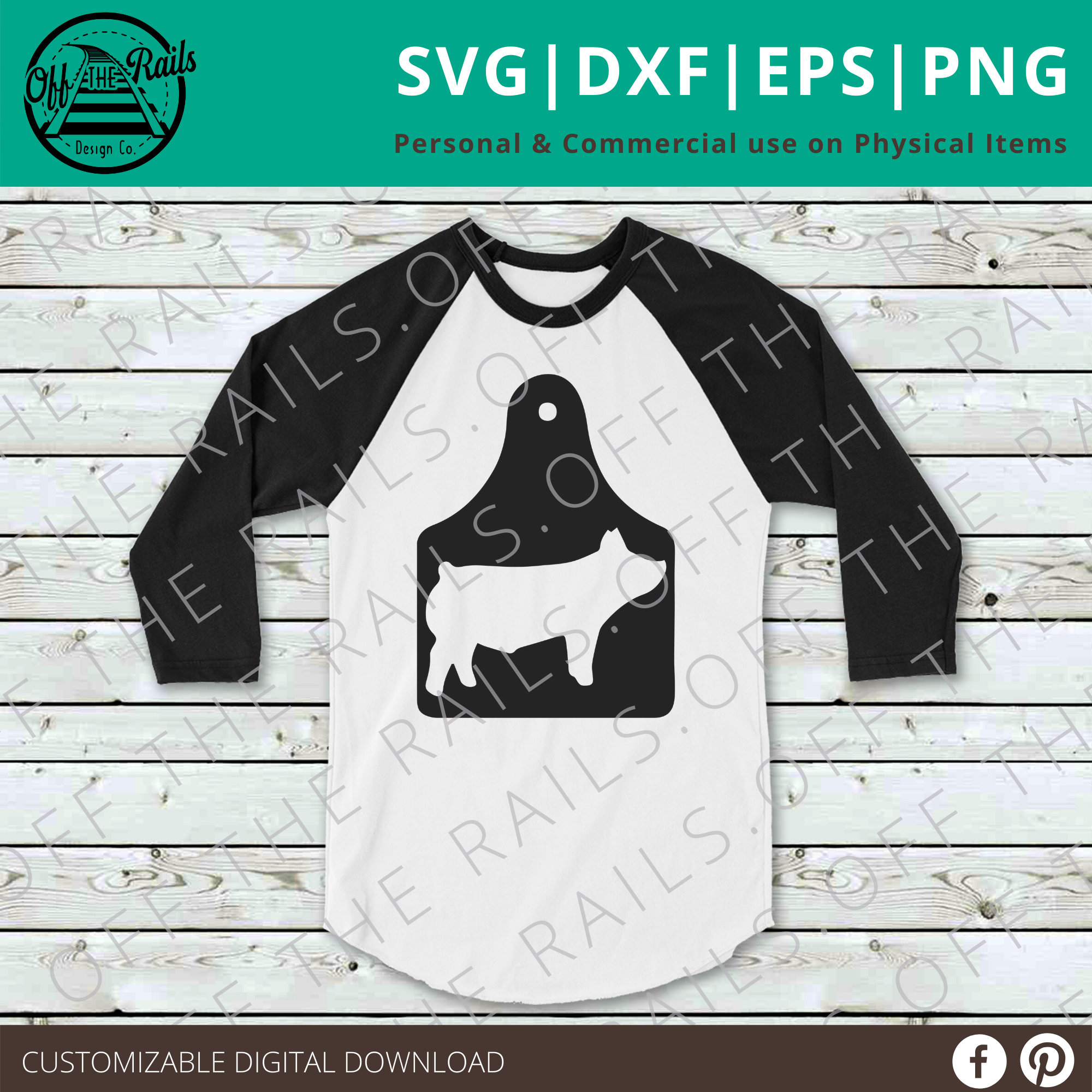 Pig Eartag SVG Show Pig SVG Digital Eartag Design Farm - Etsy