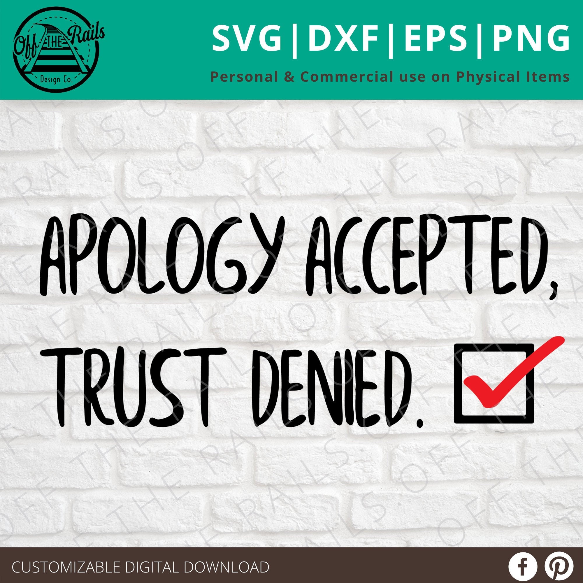 Apology Accepted Trust Denied SVG Snarky Svg Tshirt SVG - Etsy