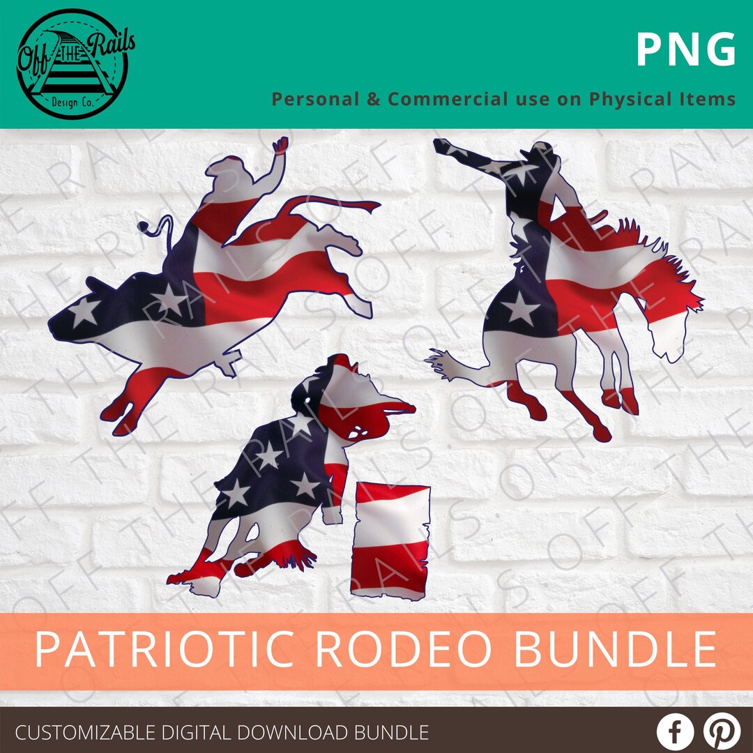 Rodeo Patriotic PNG Bundle - Patriotic Barrel Racer - Patriotic Bronc ...