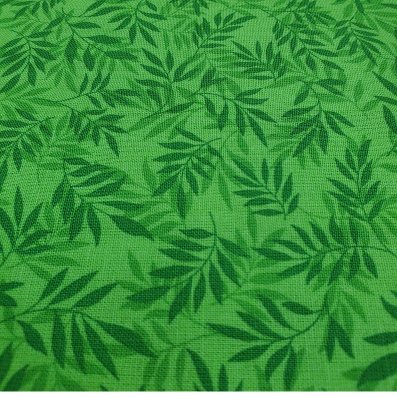 Fabric Cotton Fabric 'green Leaves' Fabric by | Etsy