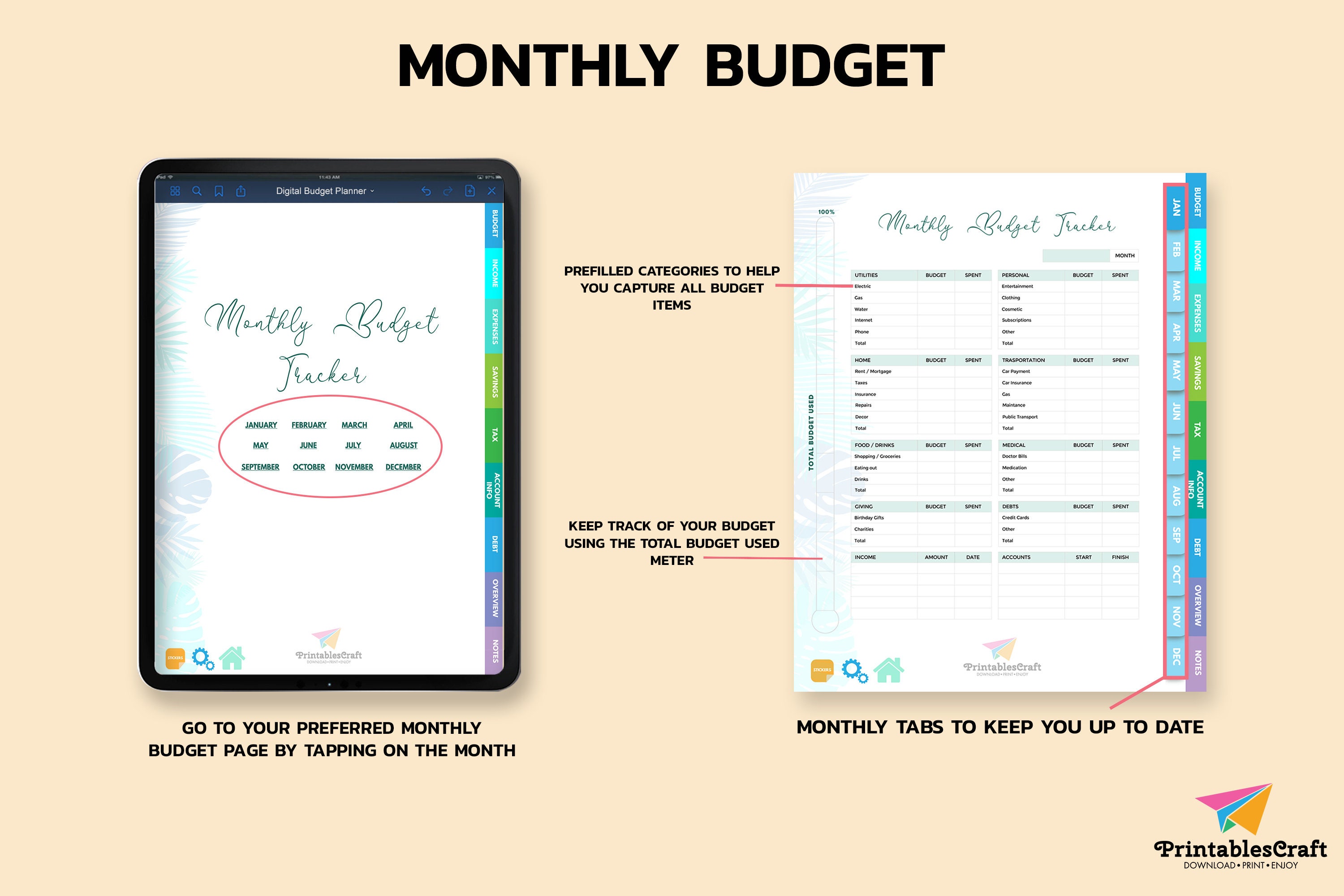 Digital Budget Planner For Goodnotes & Notability etc Digital | Etsy