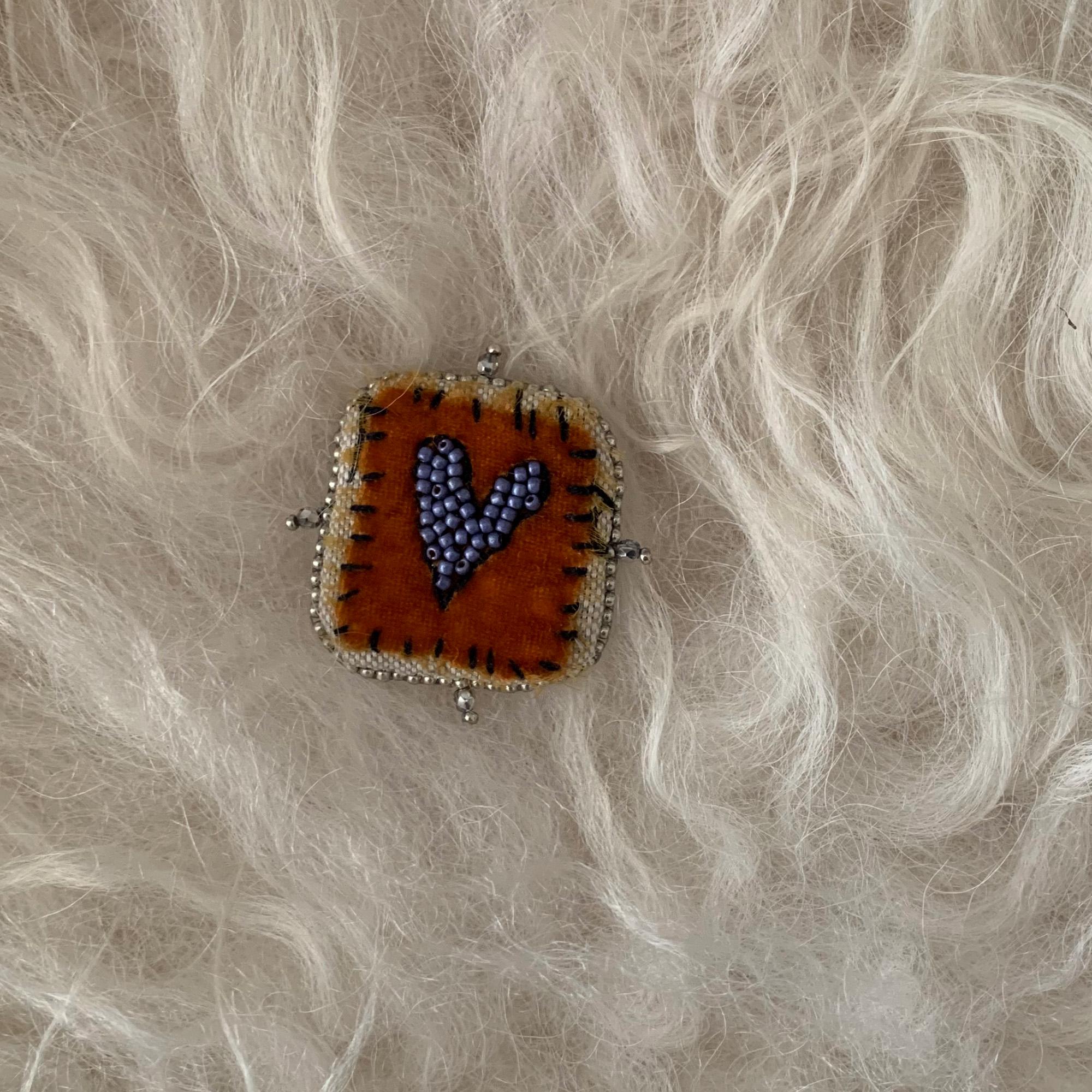 Hand-embroidered Velvet Heart Brooch: Beaded Heart Pin - Etsy