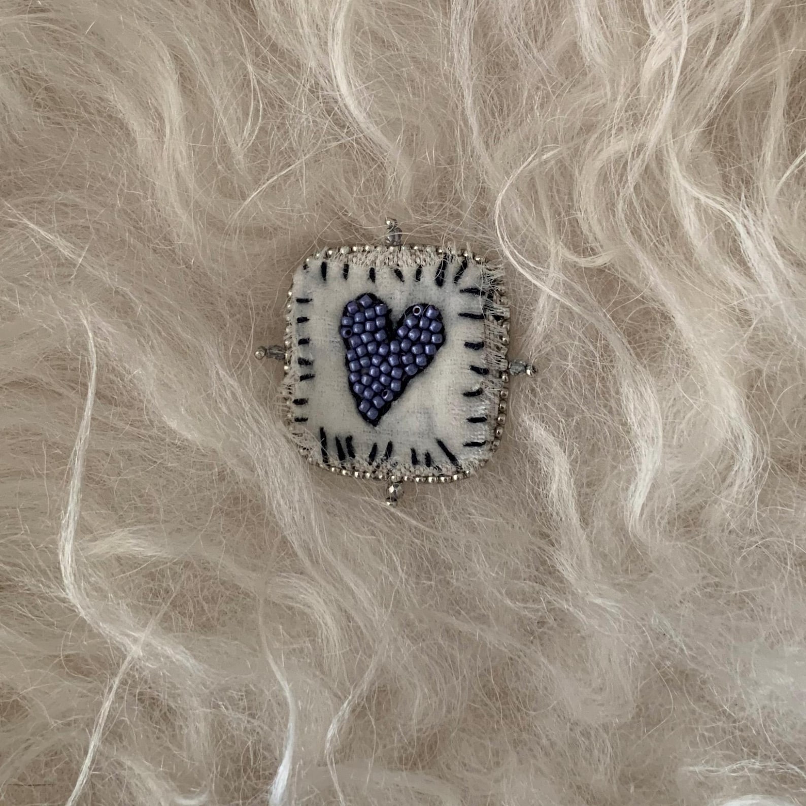 Hand-embroidered Velvet Heart Brooch: Beaded Heart Pin - Etsy
