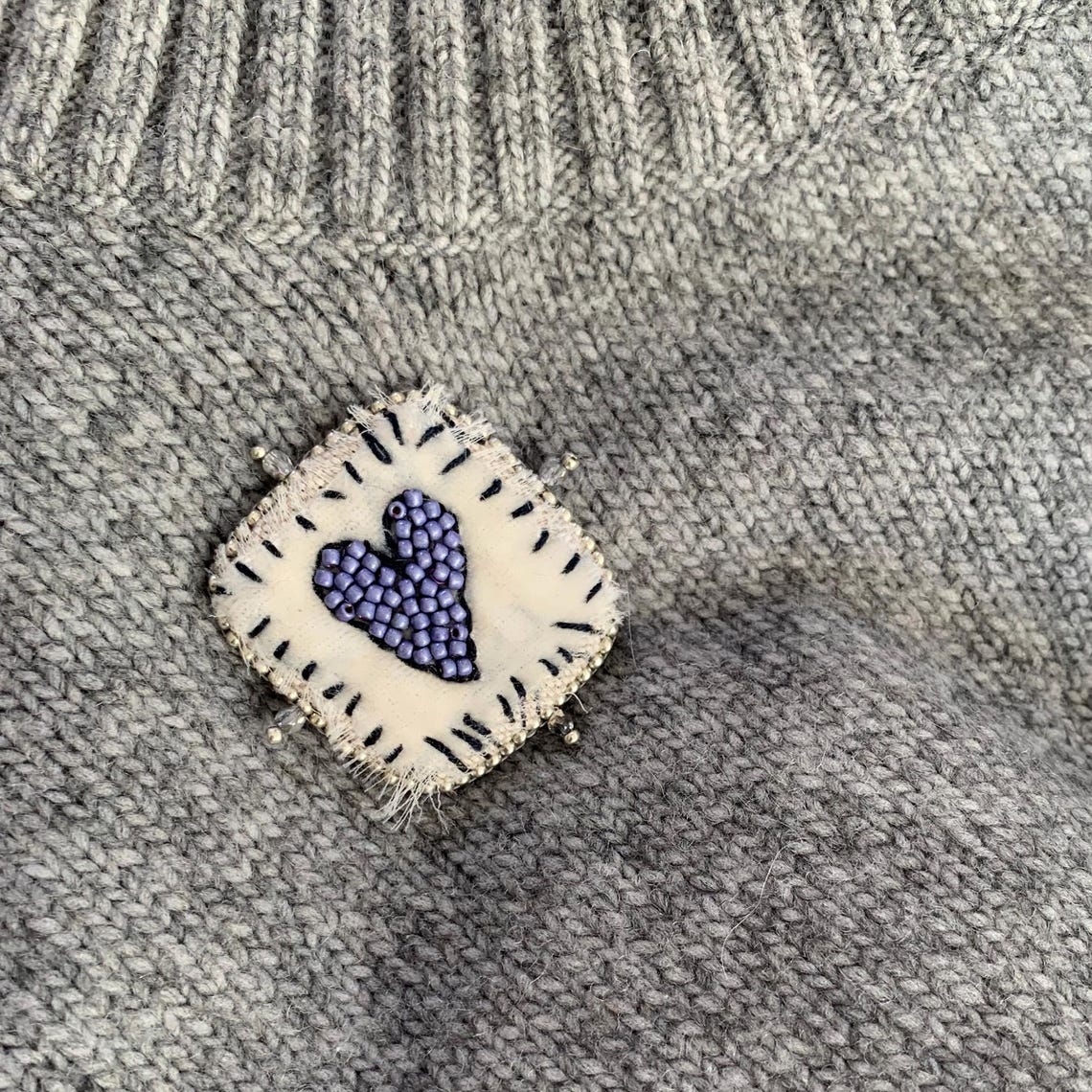 Hand-embroidered Velvet Heart Brooch: Beaded Heart Pin - Etsy