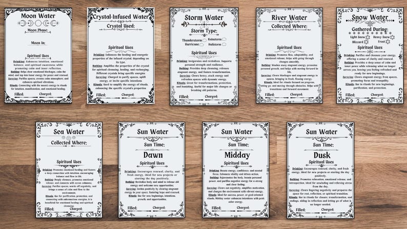 Printable Spiritual Water Labels Designed for Cleansing, Protection ...
