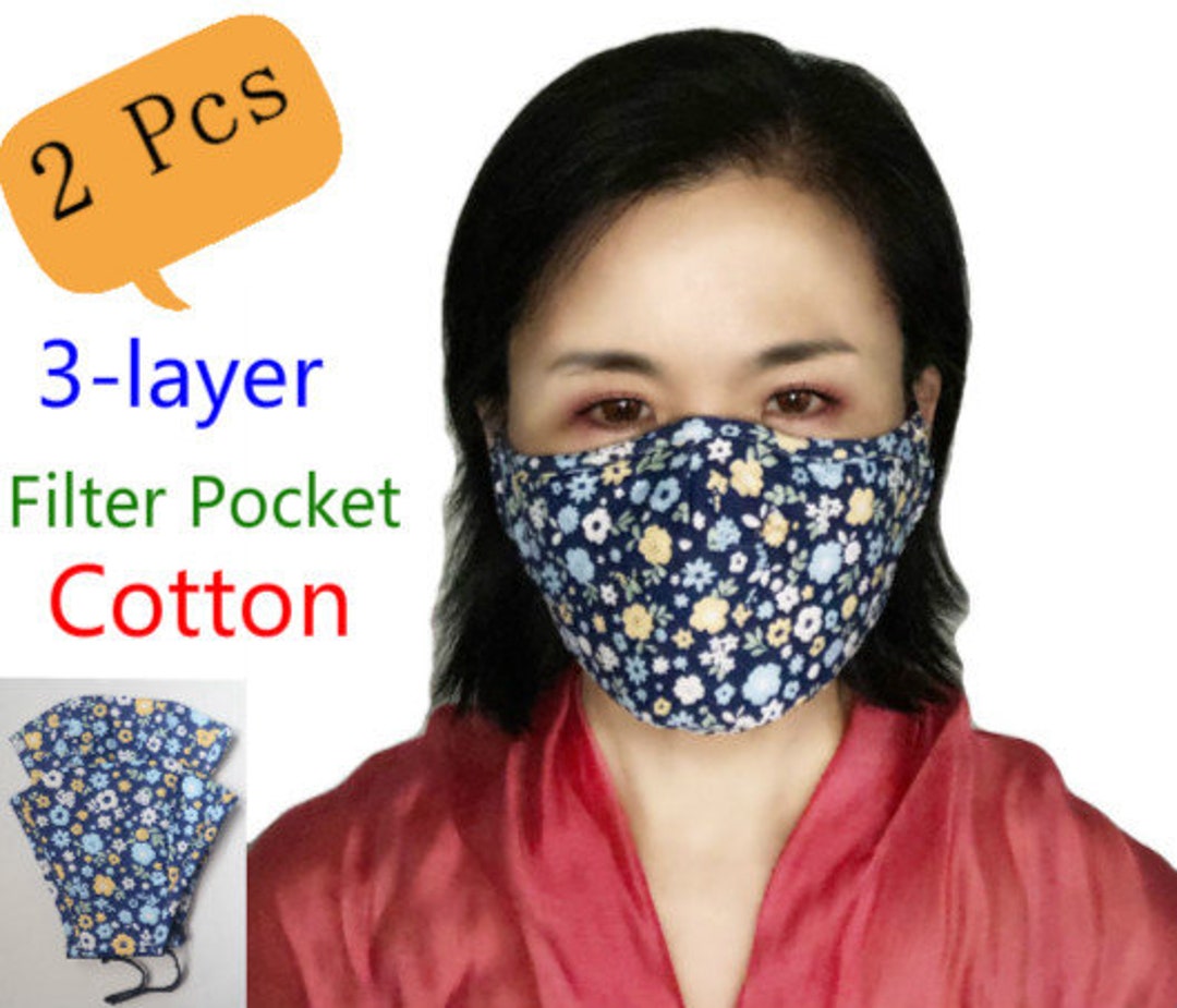 Reusable and Washable Cotton Face Masks With a Filter Pocket and Nose ...