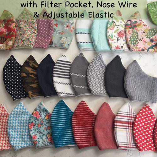 Face Mask 100 % Cotton FILTER INSERT/NOSE Wire/adjustable | Etsy