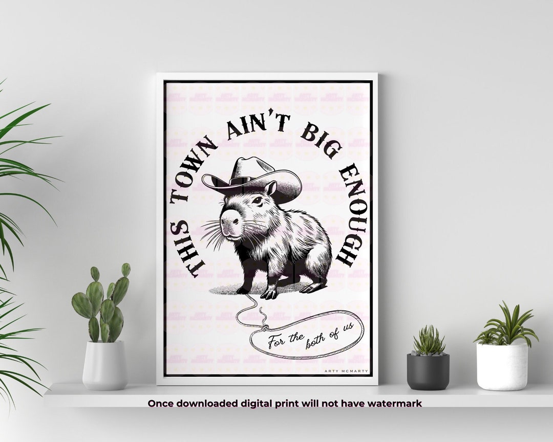 Cowboy Capybara , Cowboy Art , Western Illustration Art Print, A4 ...