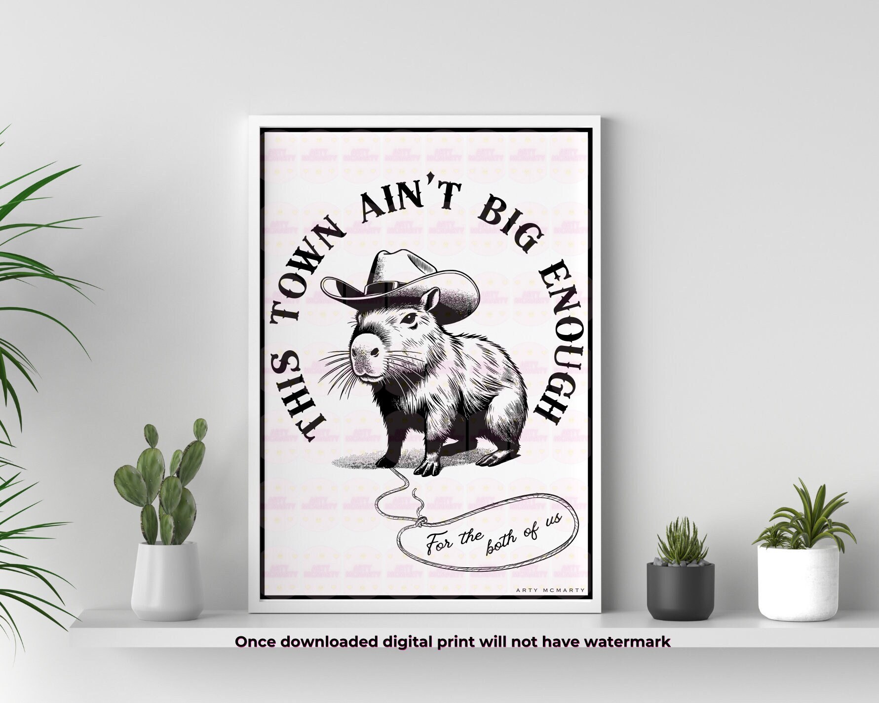 Cowboy Capybara , Cowboy Art , Western Illustration Art Print, A4 ...