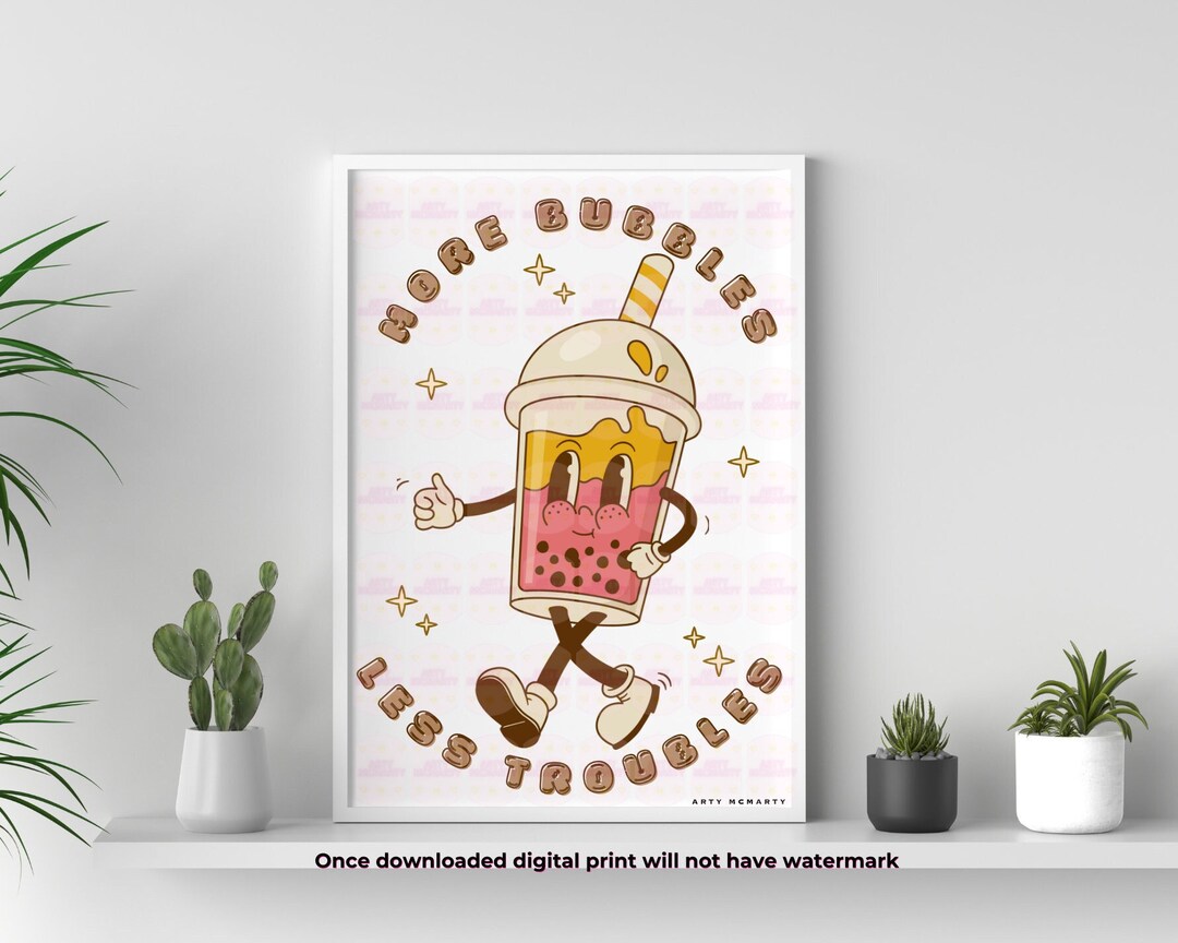 Boba Tea, Boba Tea Art, Boba Tea Art Poster, Illustration, Bubble Tea ...