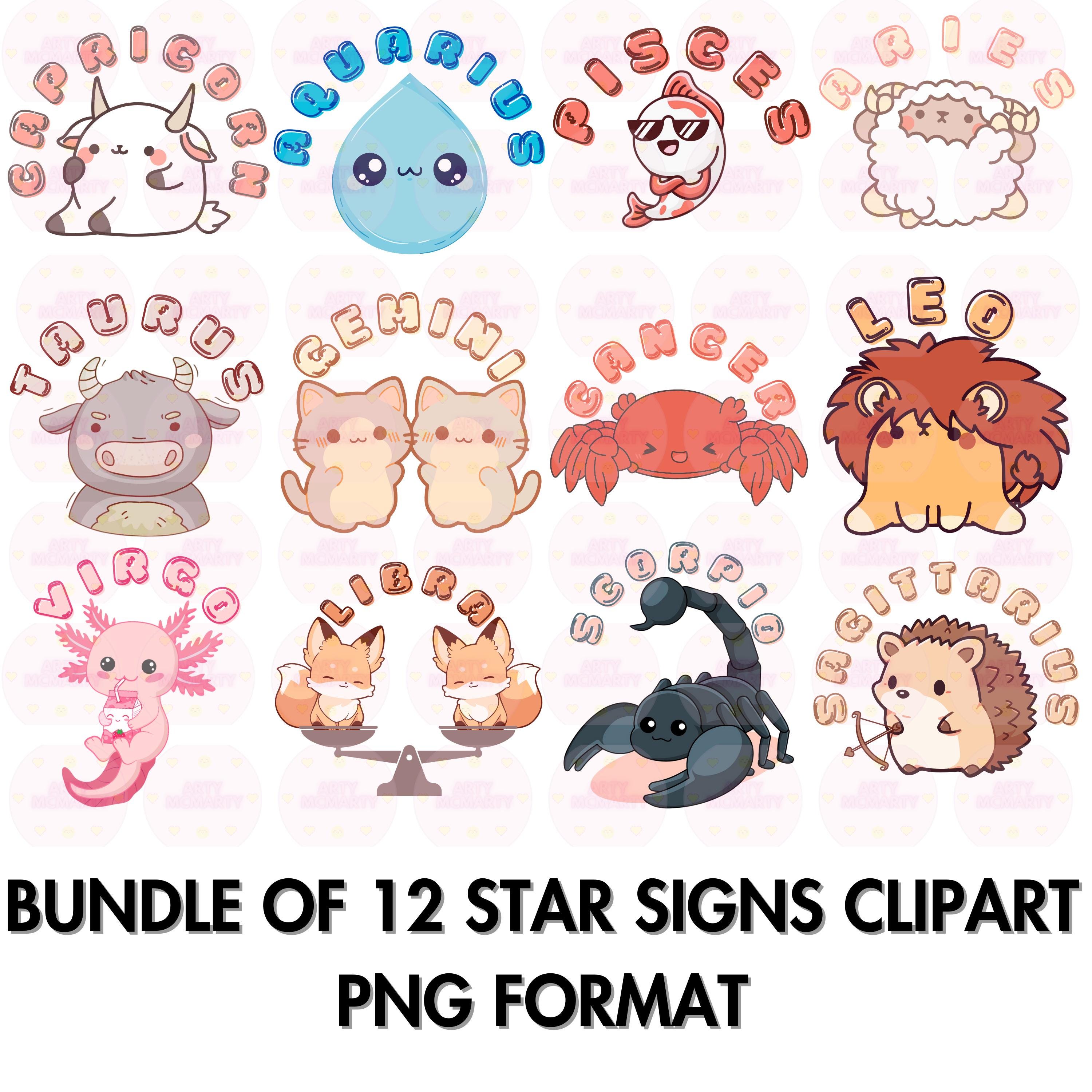 Star Sign Clipart, Horoscope Clipart, Kawaii Clipart, Star Sign Kawaii ...