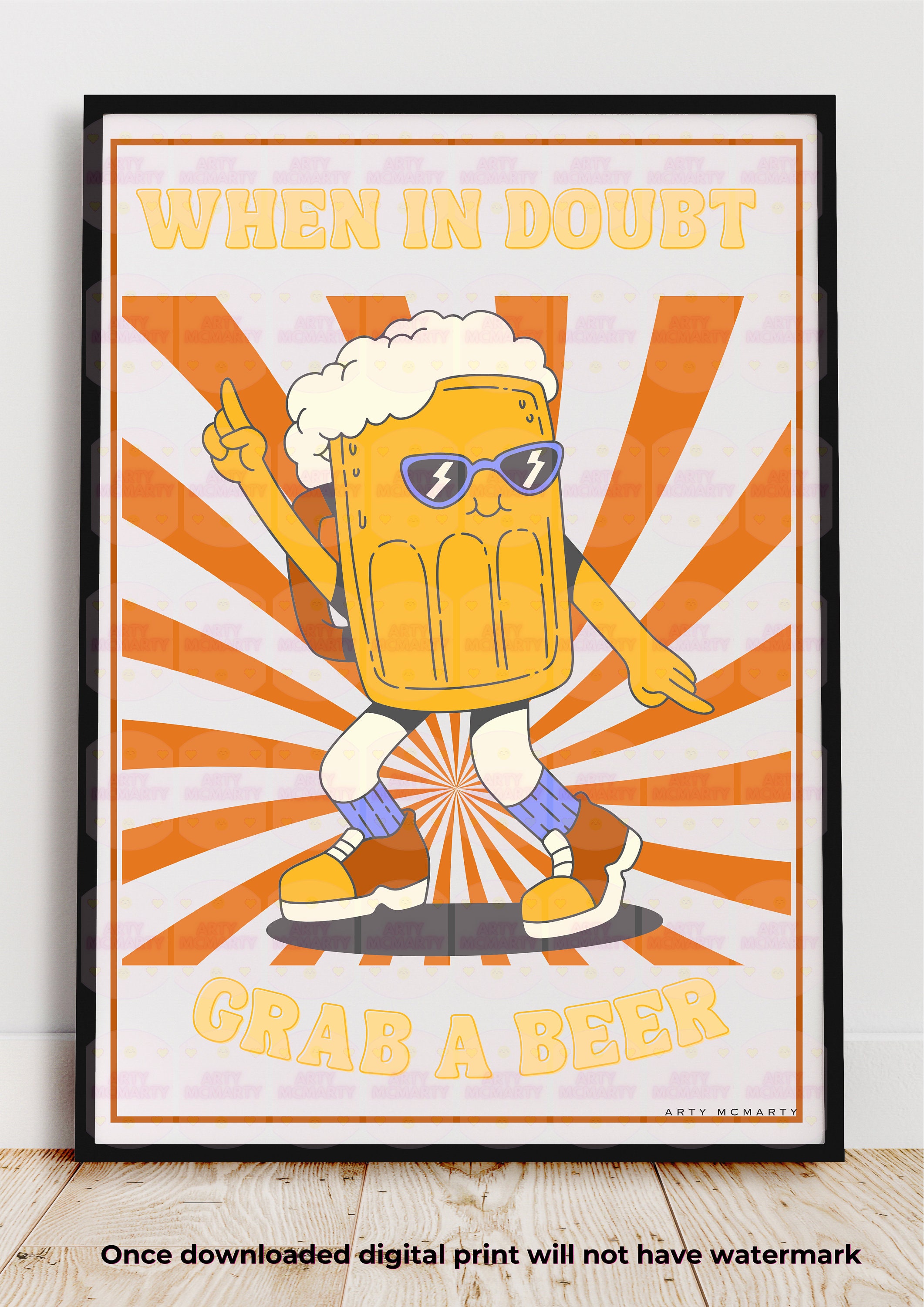 Grab A Beer Poster, Poster for Kitchen , Illustration , A4 Poster , A3 ...