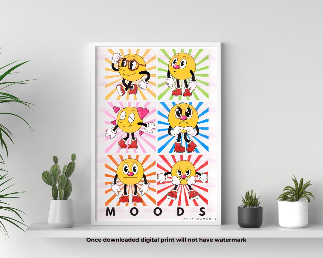 Smiley Face , Cartoon Poster , Illustration , Art Print, A4 Poster , A3 ...