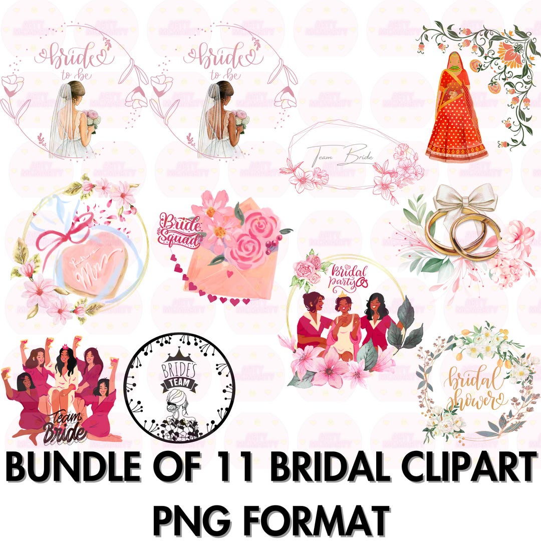 Wedding Clipart, Bridal Clipart Bundle,bridesmaids, Bridal Shower ...