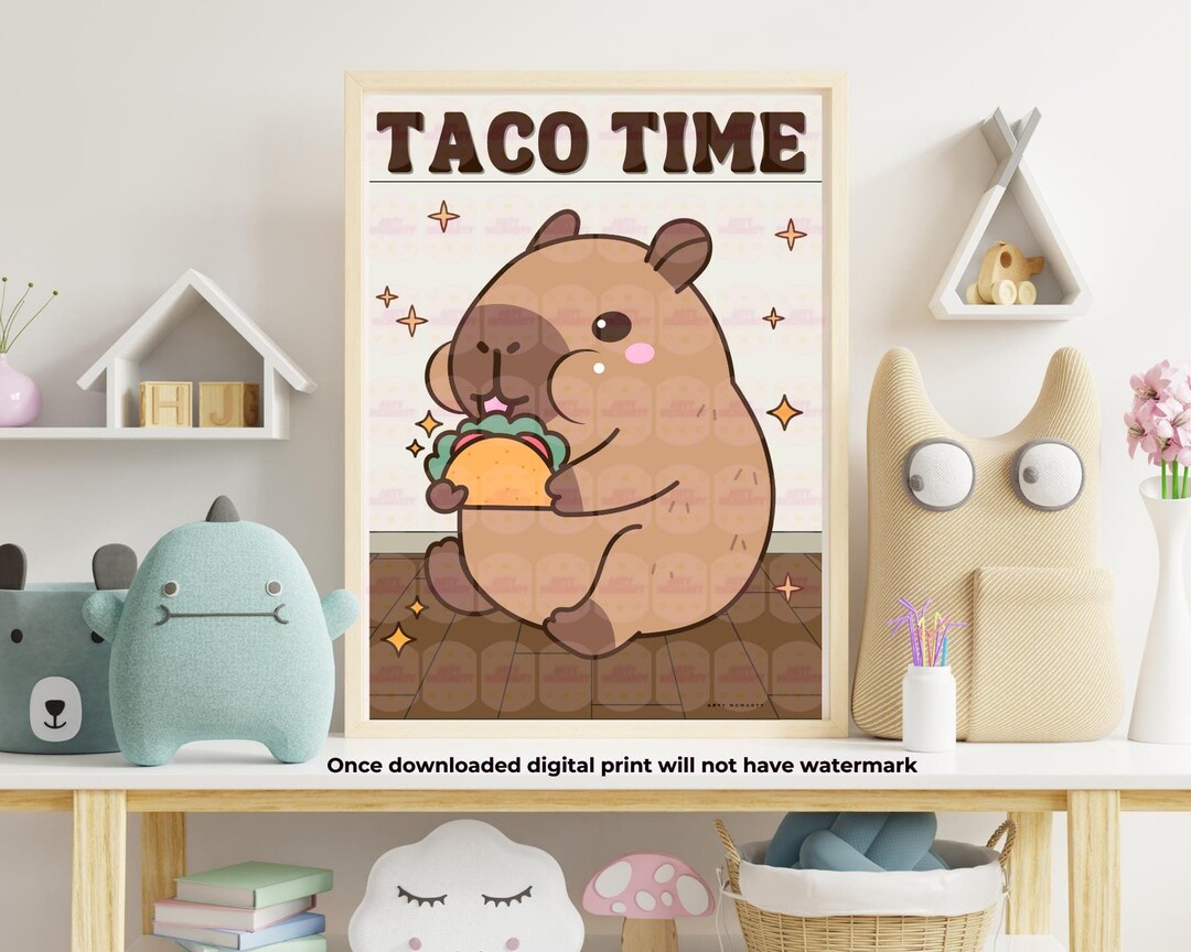 Capybara Art, Capybara Eating Taco, Taco Art, Kawaii Capybara, Capybara ...