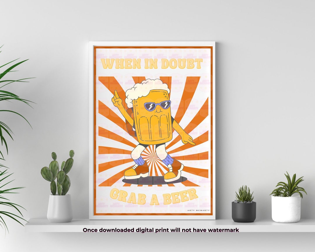 Grab A Beer Poster, Poster for Kitchen , Illustration , A4 Poster , A3 ...