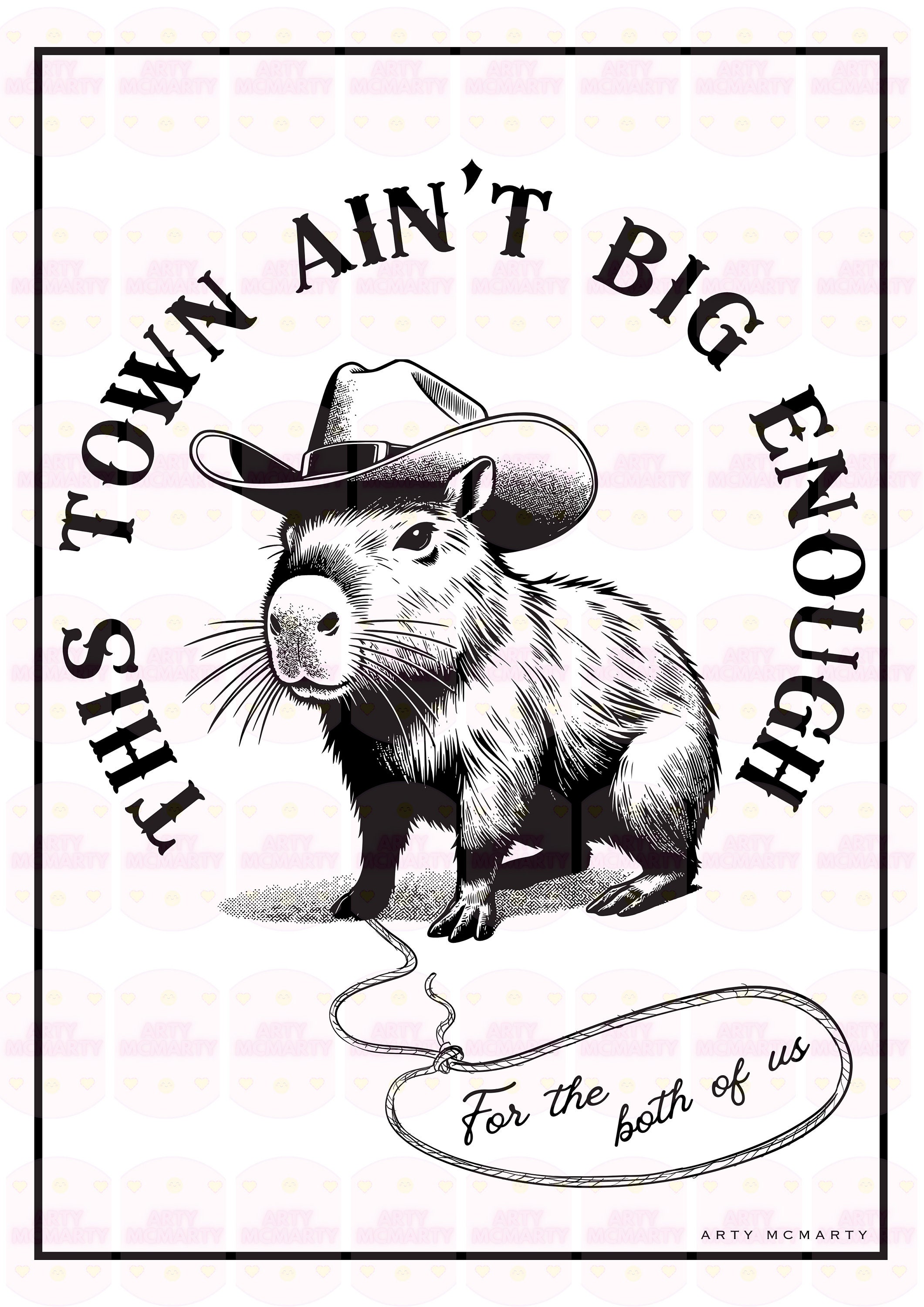 Cowboy Capybara , Cowboy Art , Western Illustration Art Print, A4 ...