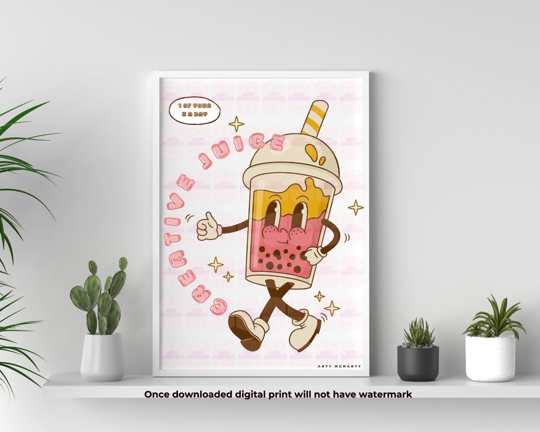 Boba Tea, Boba Tea Art, Boba Tea Art Poster, Illustration, Bubble Tea ...