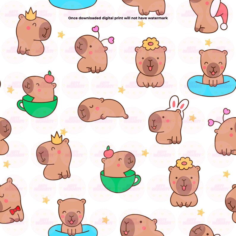 Capybara Clipart, Capybara PNG, Cute Capybara, Kawaii Clipart, Capybara ...