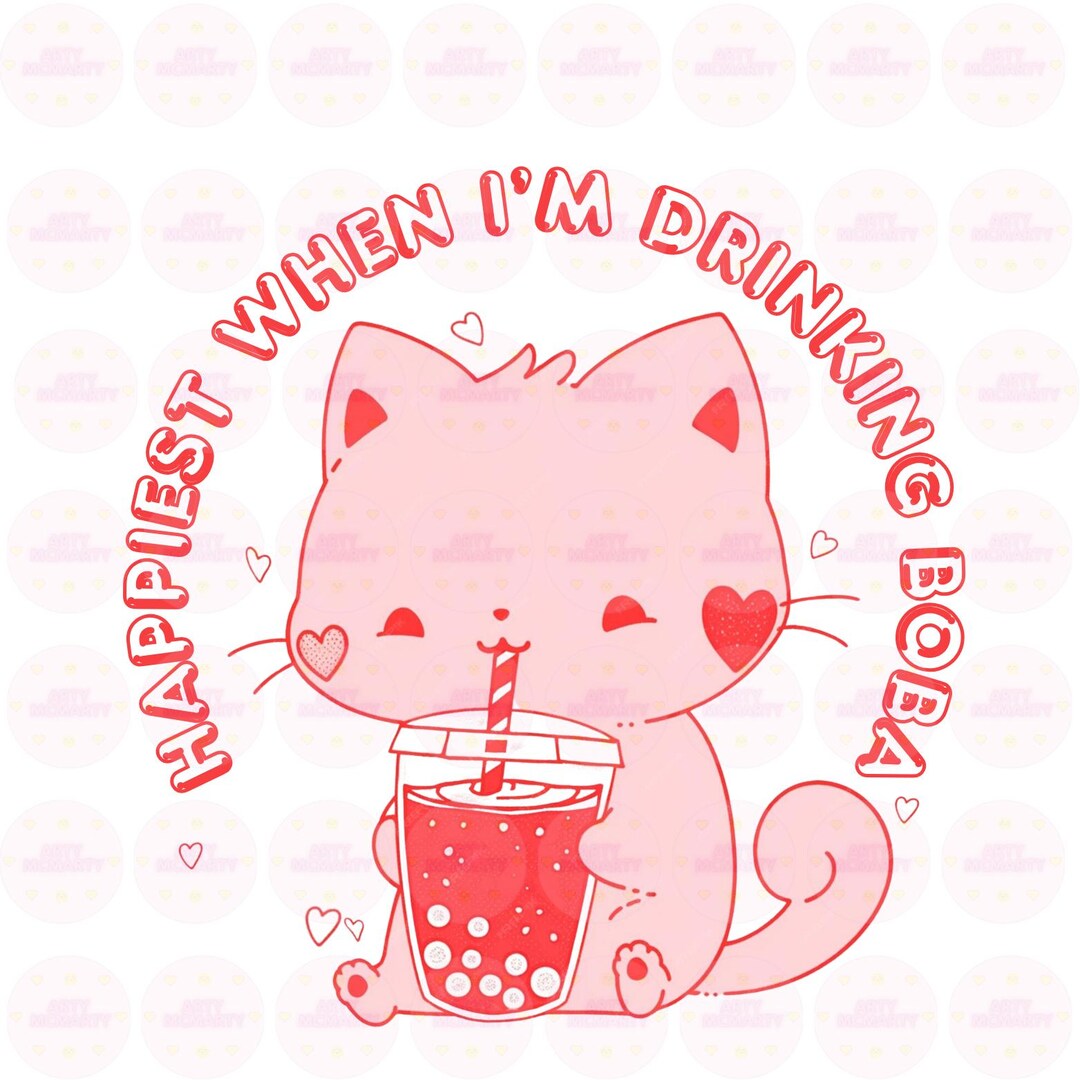 Cat Boba Clipart, Cute Cat PNG, Kawaii Clipart, Boba Tea PNG, Bubble ...
