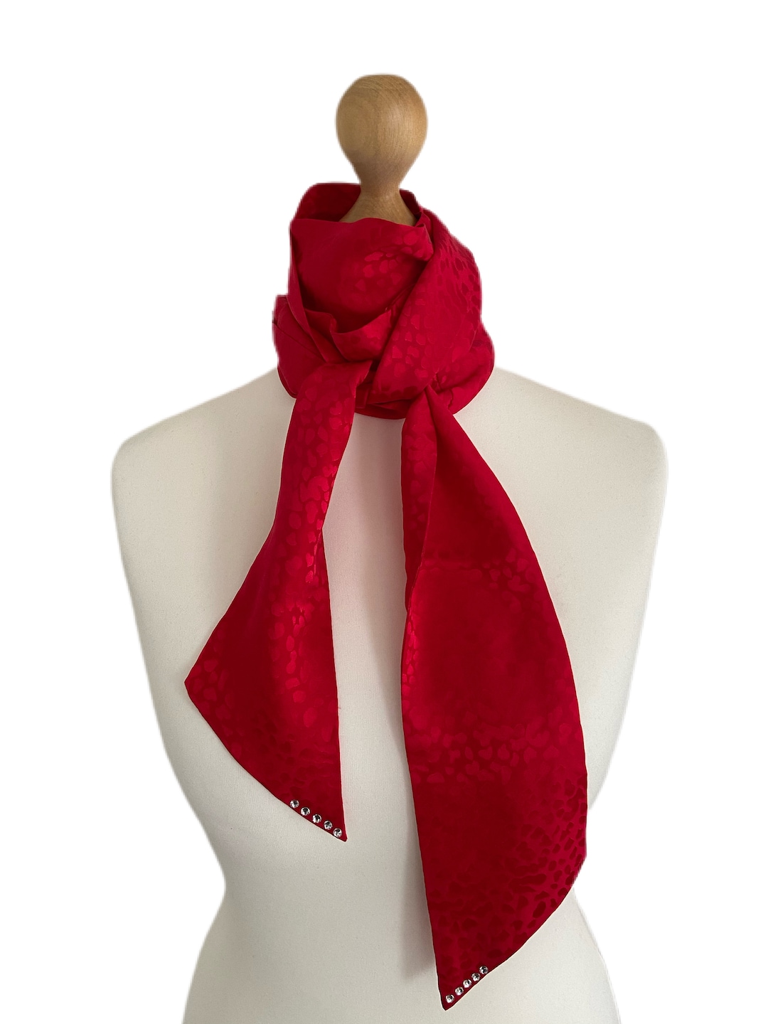Red Silk Scarf, Christmas Present Scarf, Woman Scarf, Silk Belt, Scarf ...