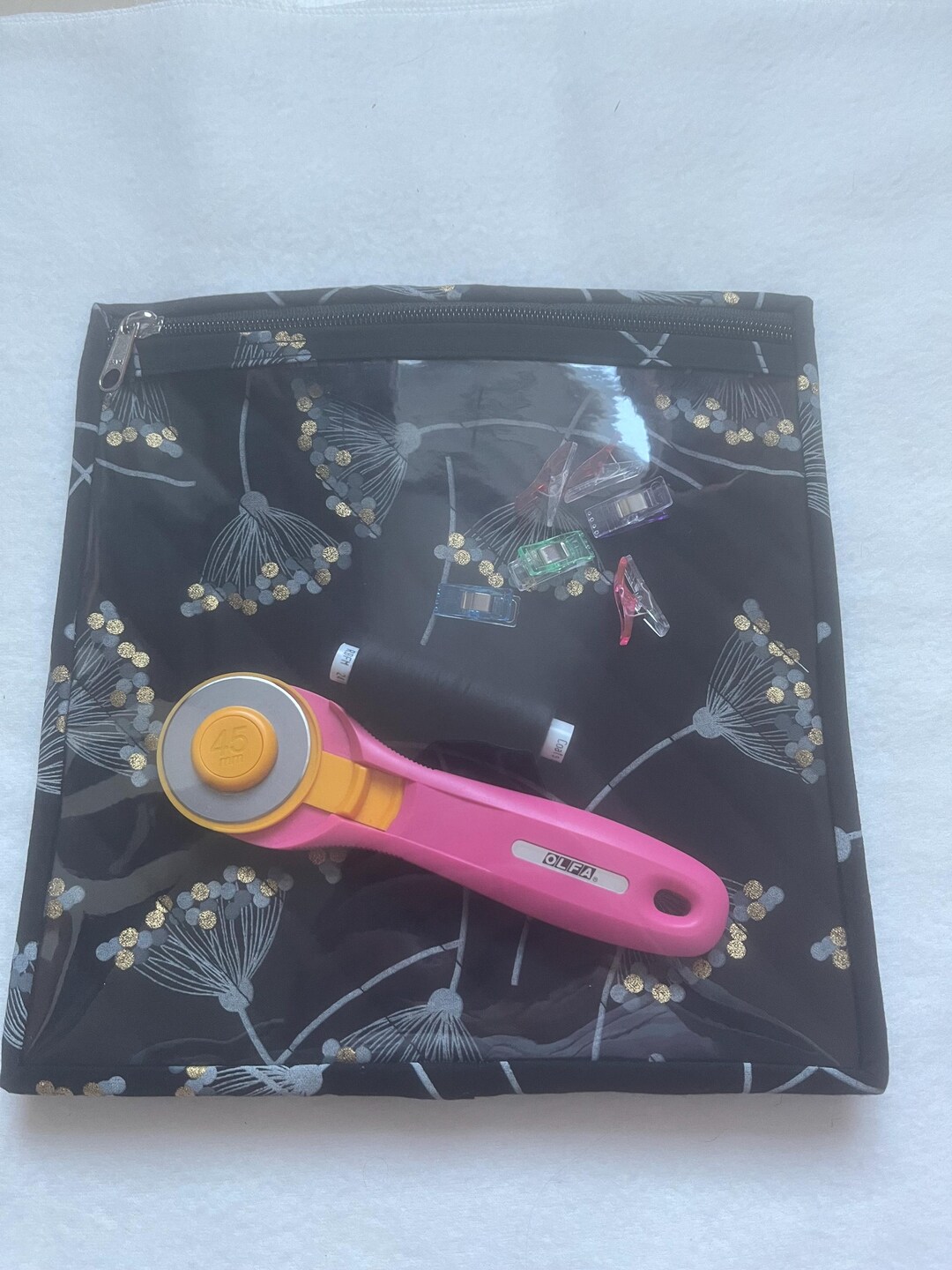 Black and Gold Dandelion Project Bag With Clear Window - Etsy