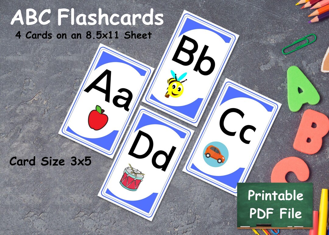 ABC Flashcards, Printable Download, Printable, Downloadable Prints ...