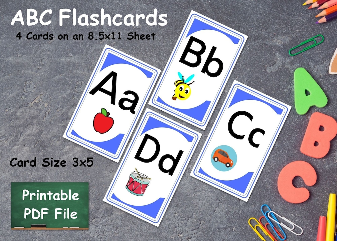 ABC Flashcards, Printable Download, Printable, Downloadable Prints ...