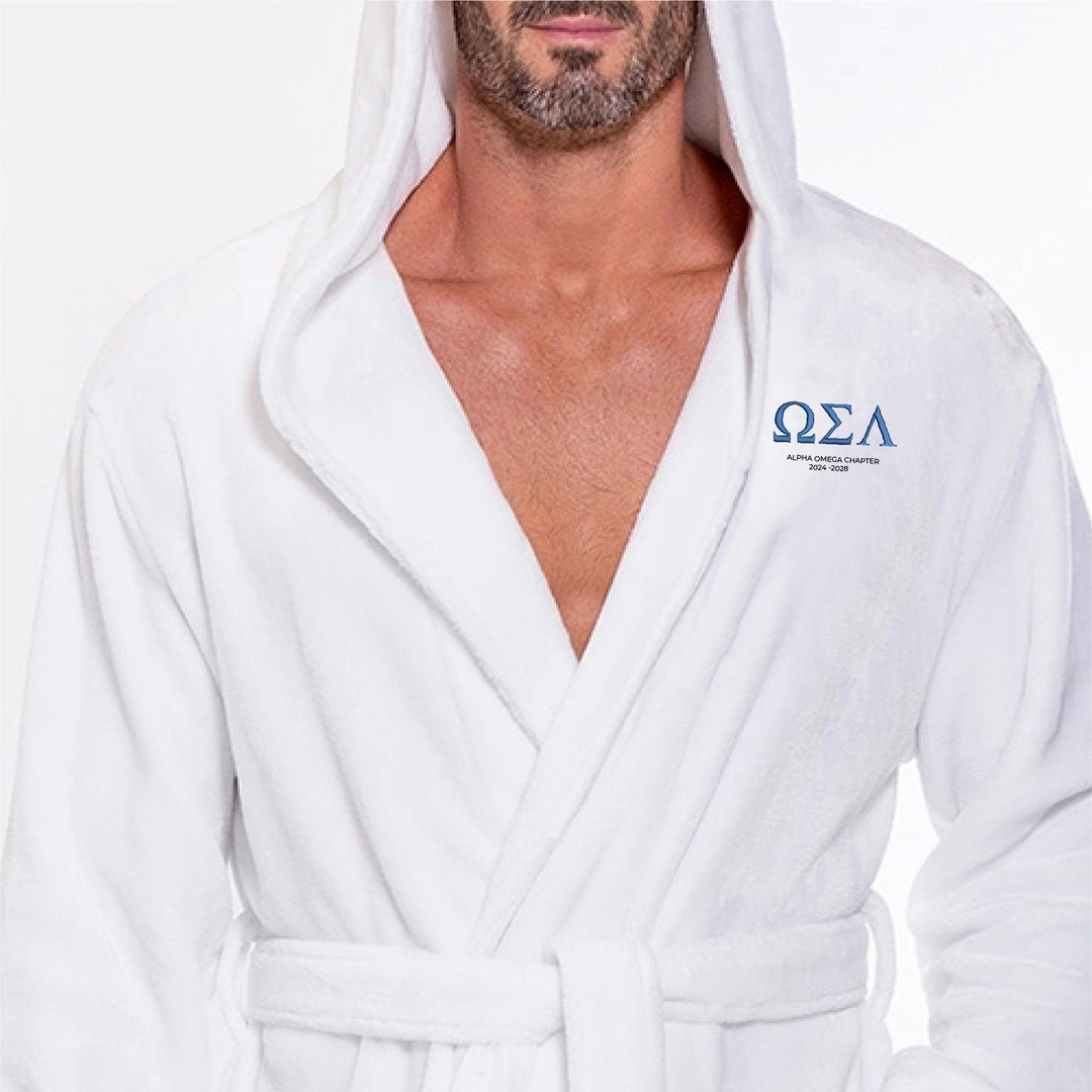 Custom Embroidered Fraternity Greek Letters Bathrobe, Personalized ...