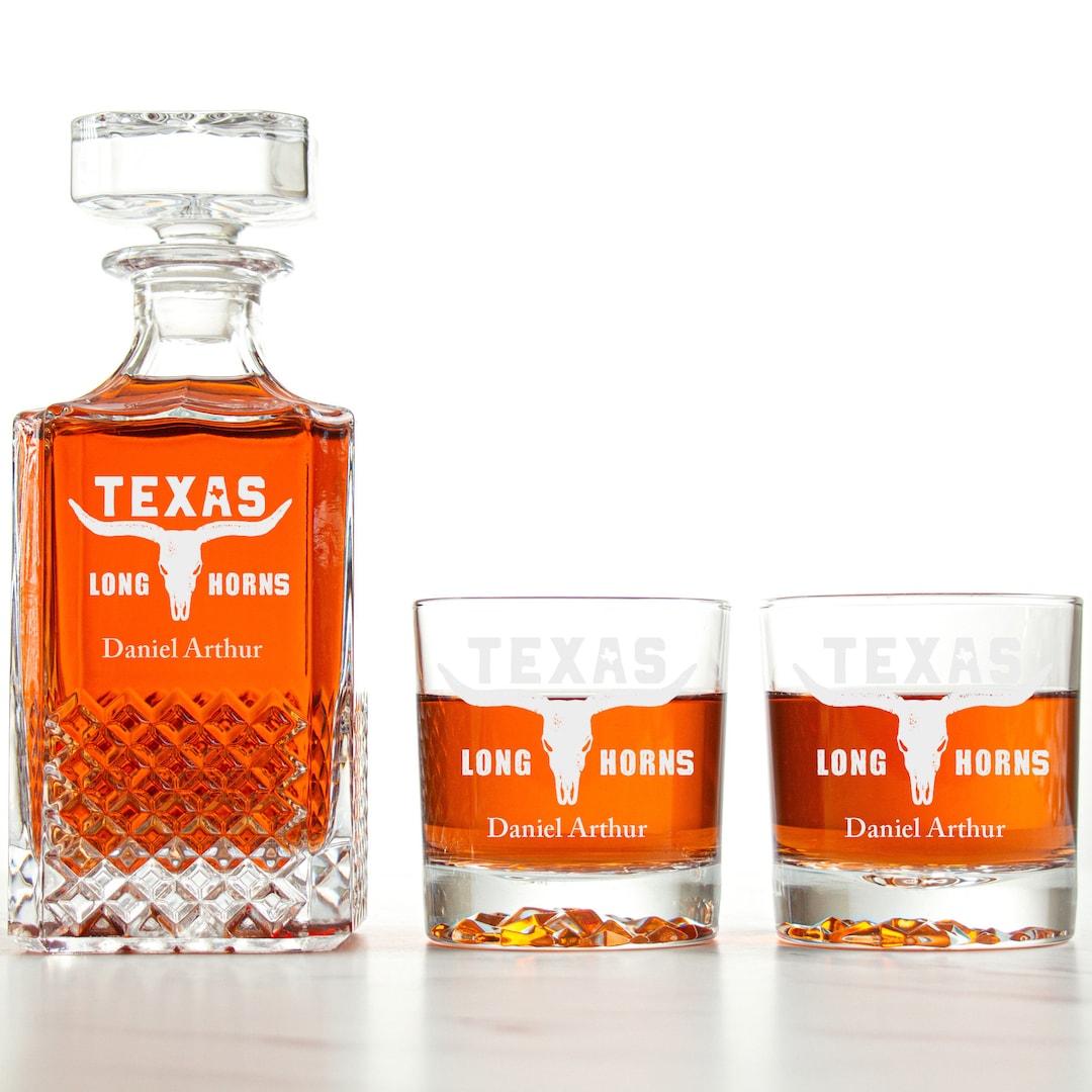 Texas Long Horn - Personalized Barware Collection Set - Monogram Design ...