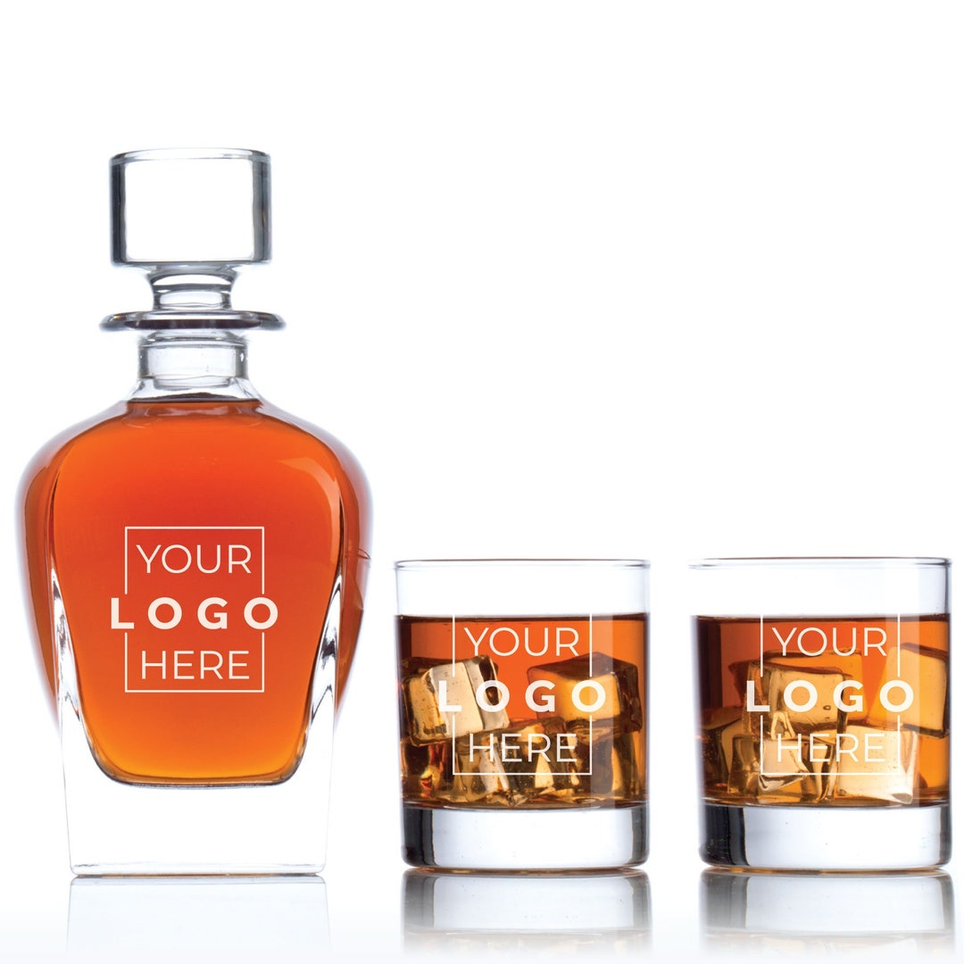 Personalized Add Your Logo Design - Decanter and Whiskey Glasses With ...