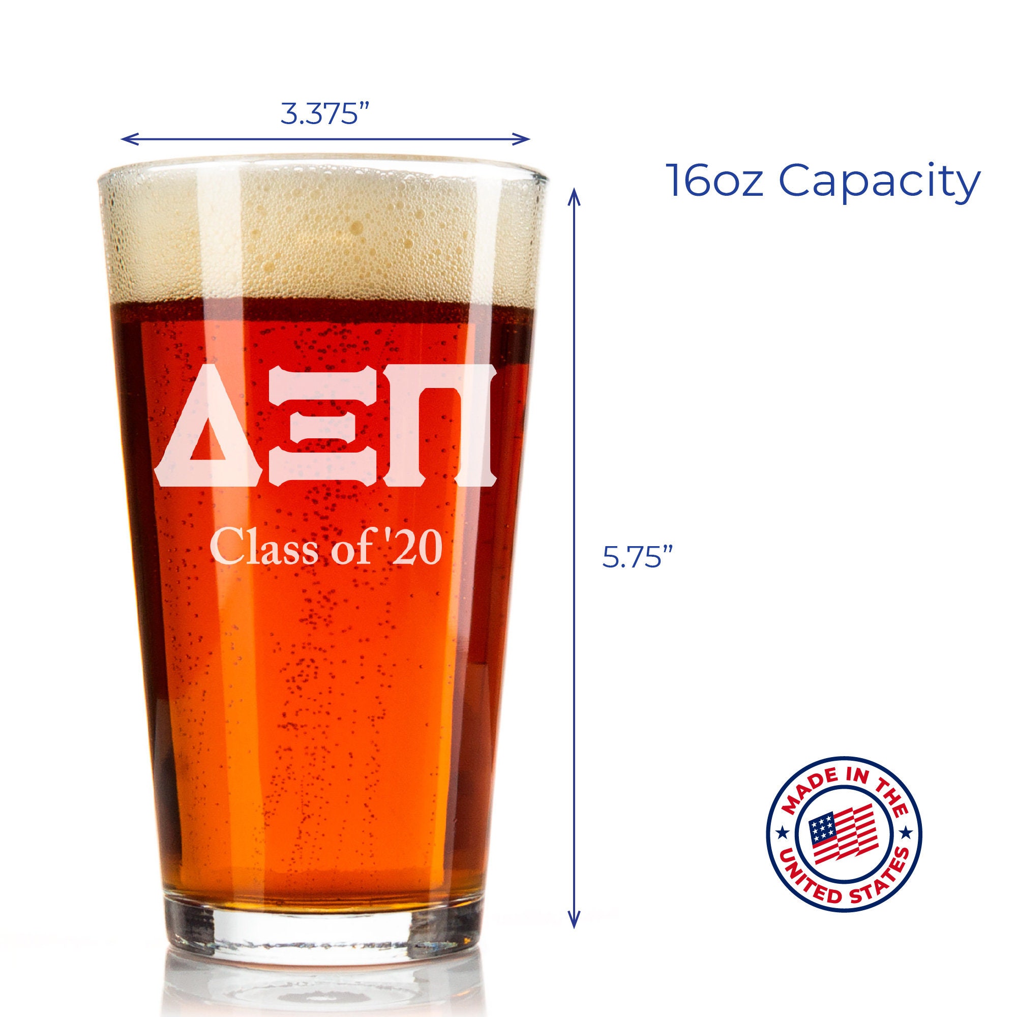 16oz Custom Greek Letters Drinking Glass - Perfect Fraternity ...