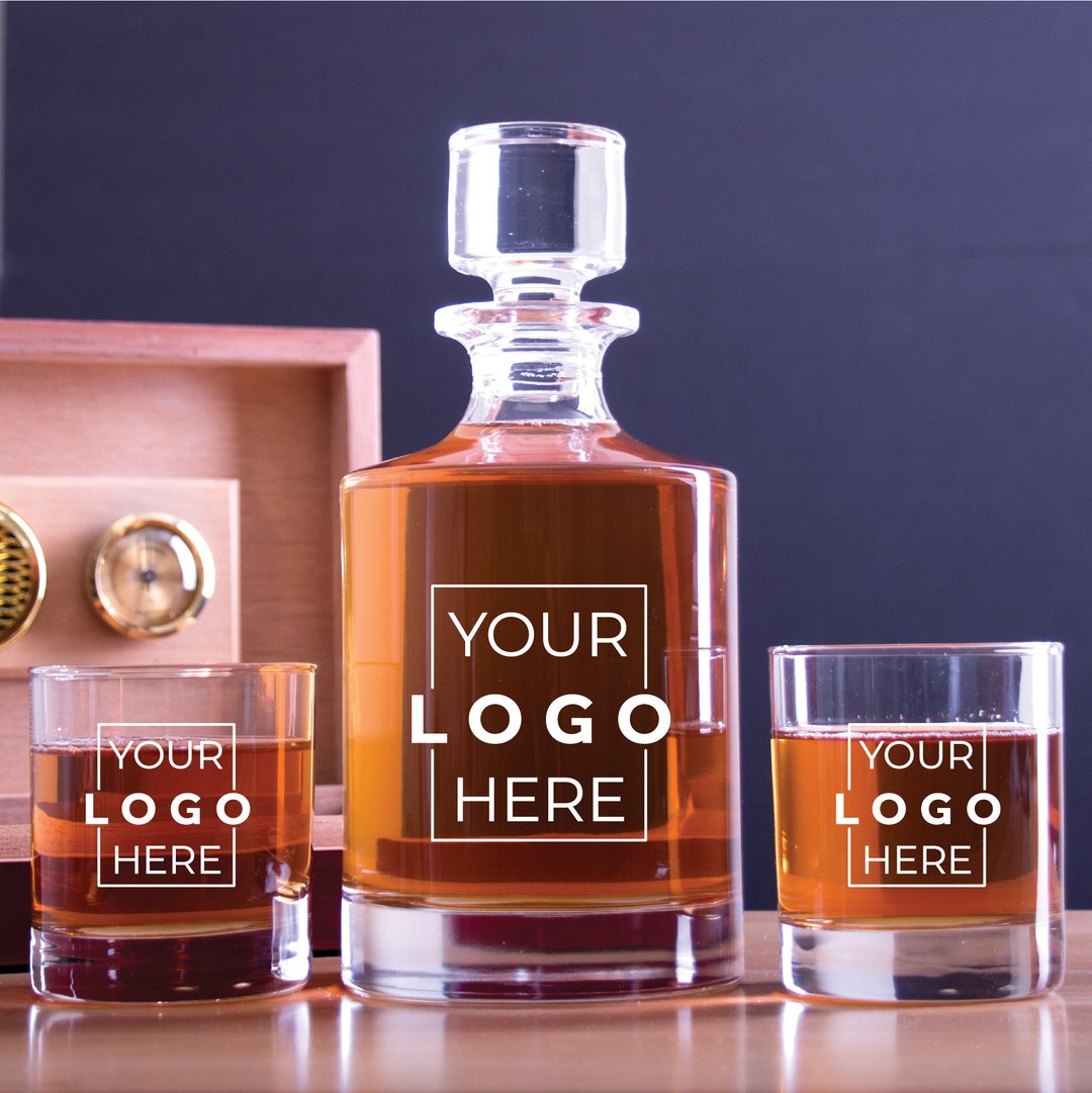 Personalized Add Your Logo Here Decanter and Whiskey Glasses With ...