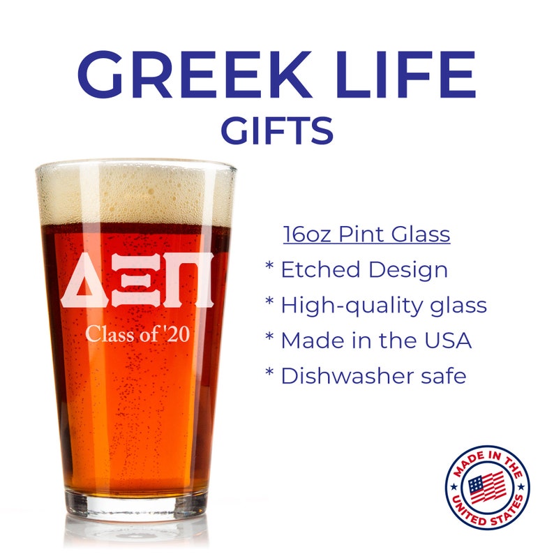 16oz Custom Greek Letters Drinking Glass - Perfect Fraternity ...