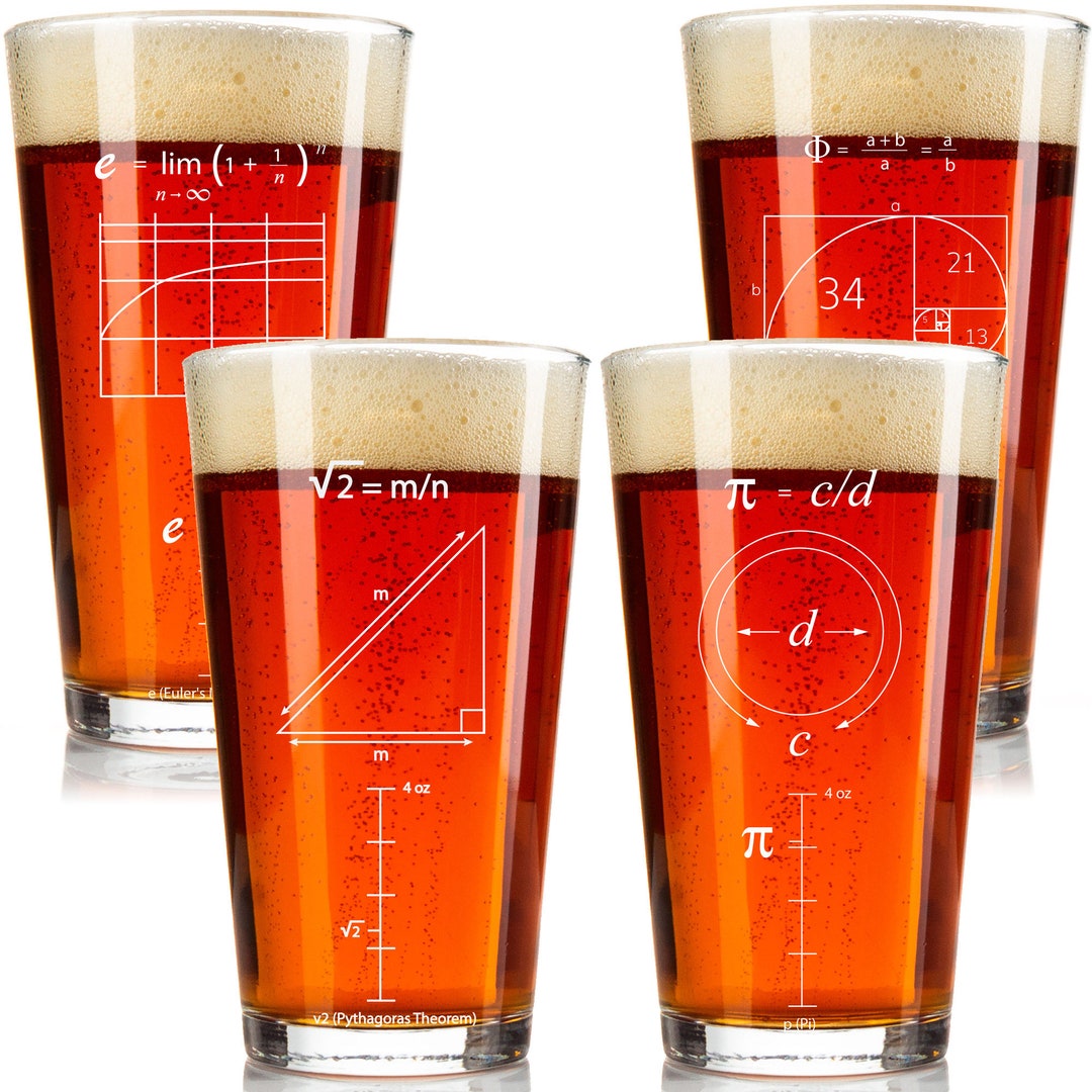 Precision Pour Mathematical Drinking Game 16oz Pint Glass Set - College ...